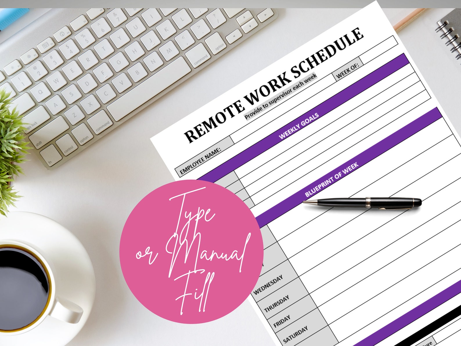 Remote Work Schedule Template HR Templates Human Resources Forms ...