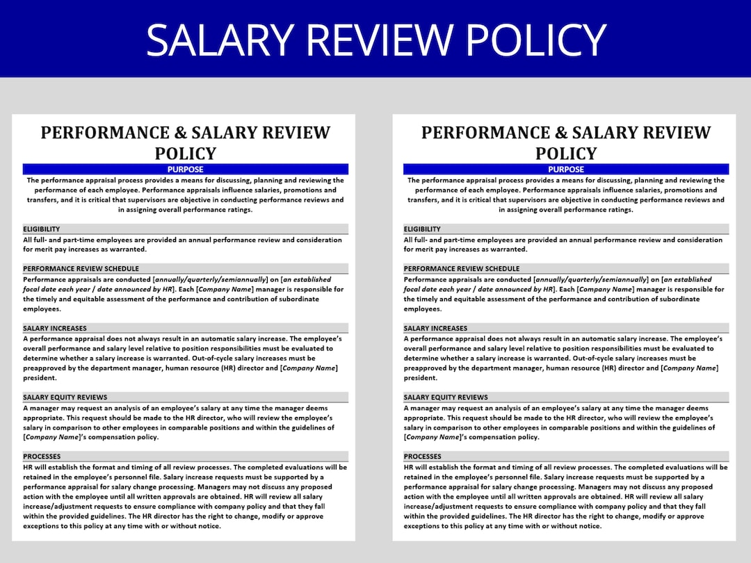 HR Salary & Performance Review Policy - Editable MS Word Policy ...