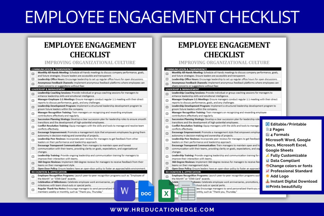 Employee Engagement Checklist | Workplace Engagement & Retention ...