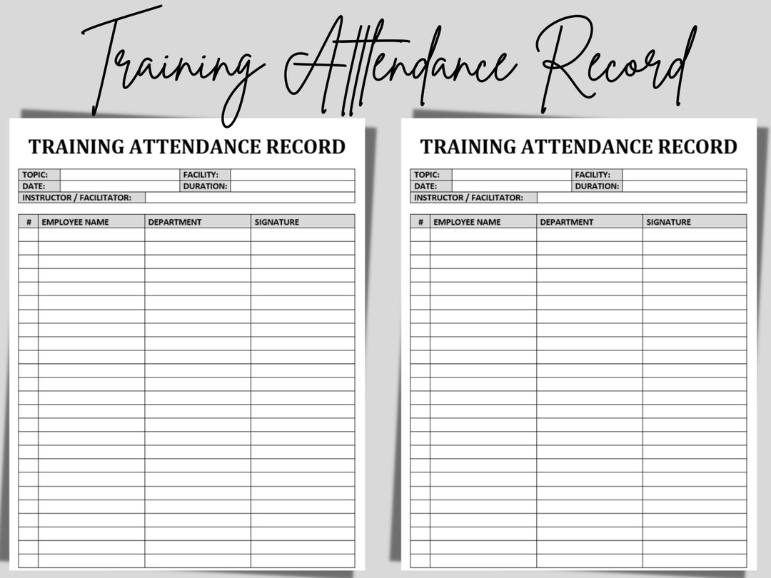 Training Attendance Template HR Templates Editable MS Word - Etsy