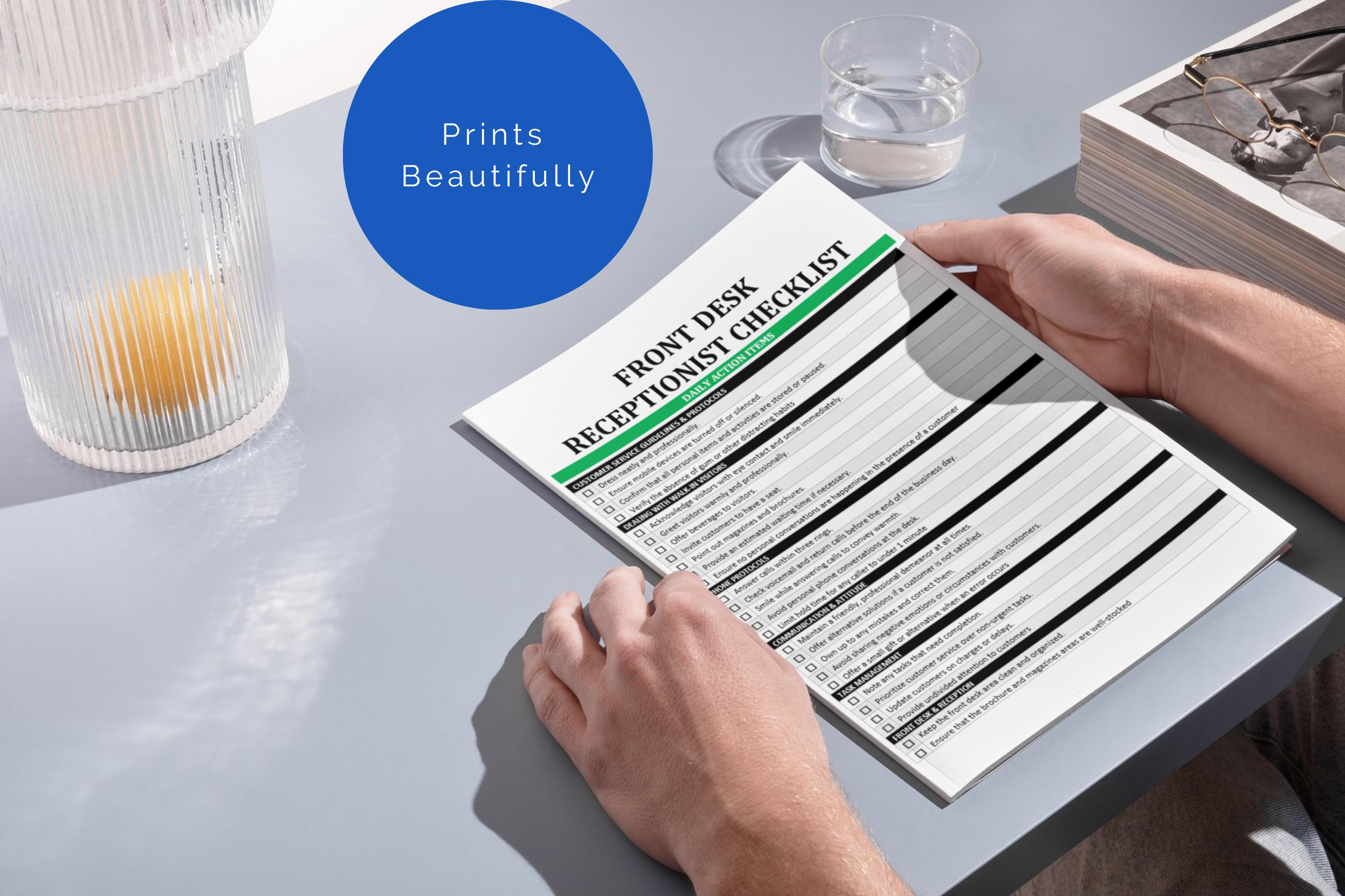 Receptionist Training Checklist: Front Desk Customer Service (word ...