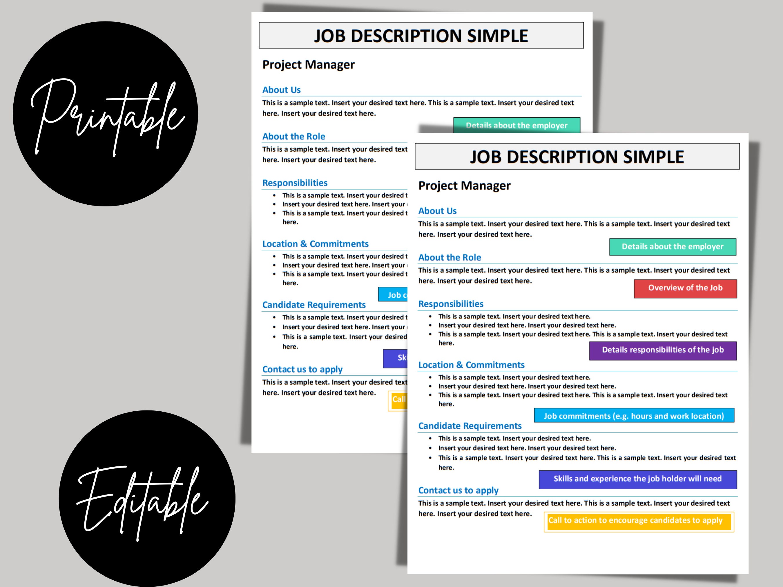 Editable Job Description Template: HR Form (word) - Etsy