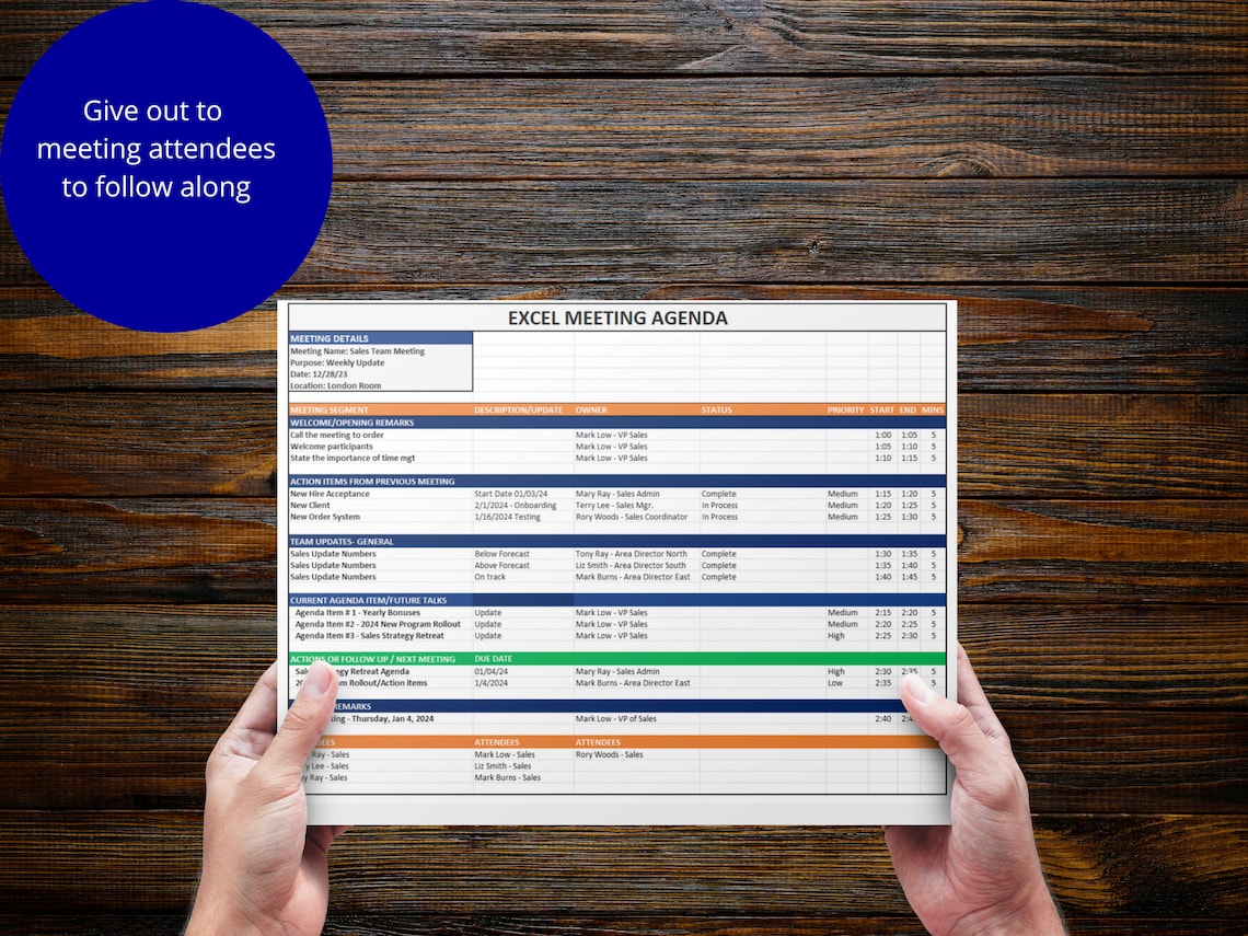 Staff Meeting Agenda: Excel Spreadsheet Template (digital Download) - Etsy