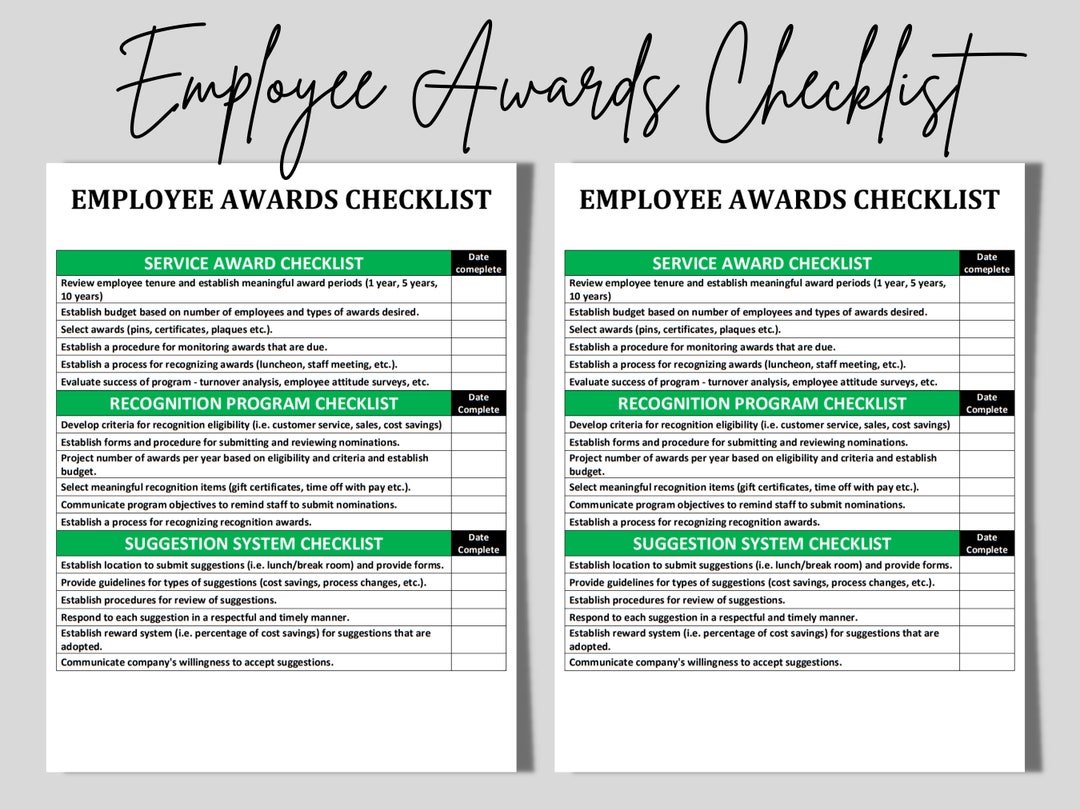 Employee Awards Recognition Program Checklist HR Template - Etsy