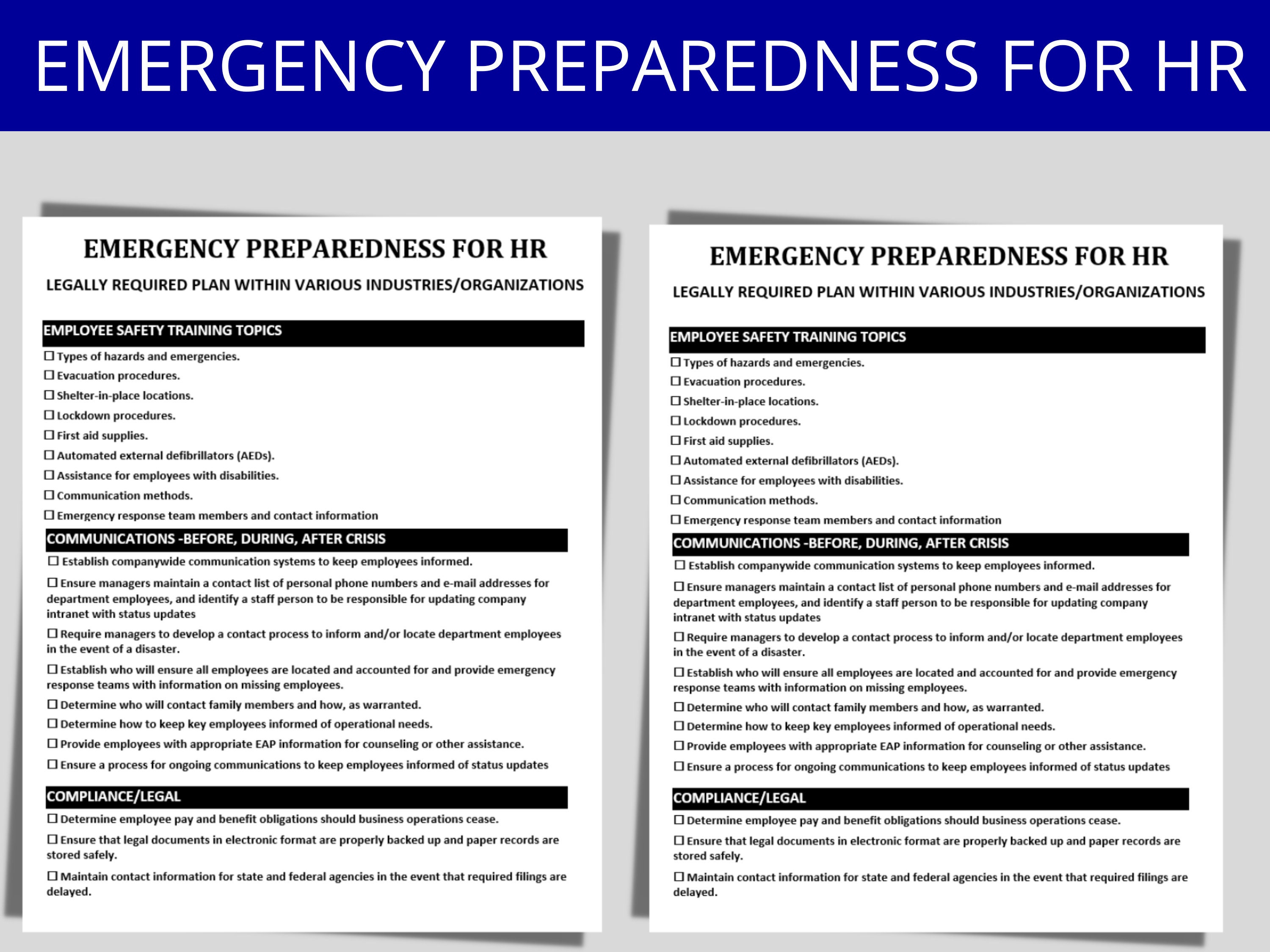 Comprehensive Emergency Preparedness And Response Plan HR Safety Plan
