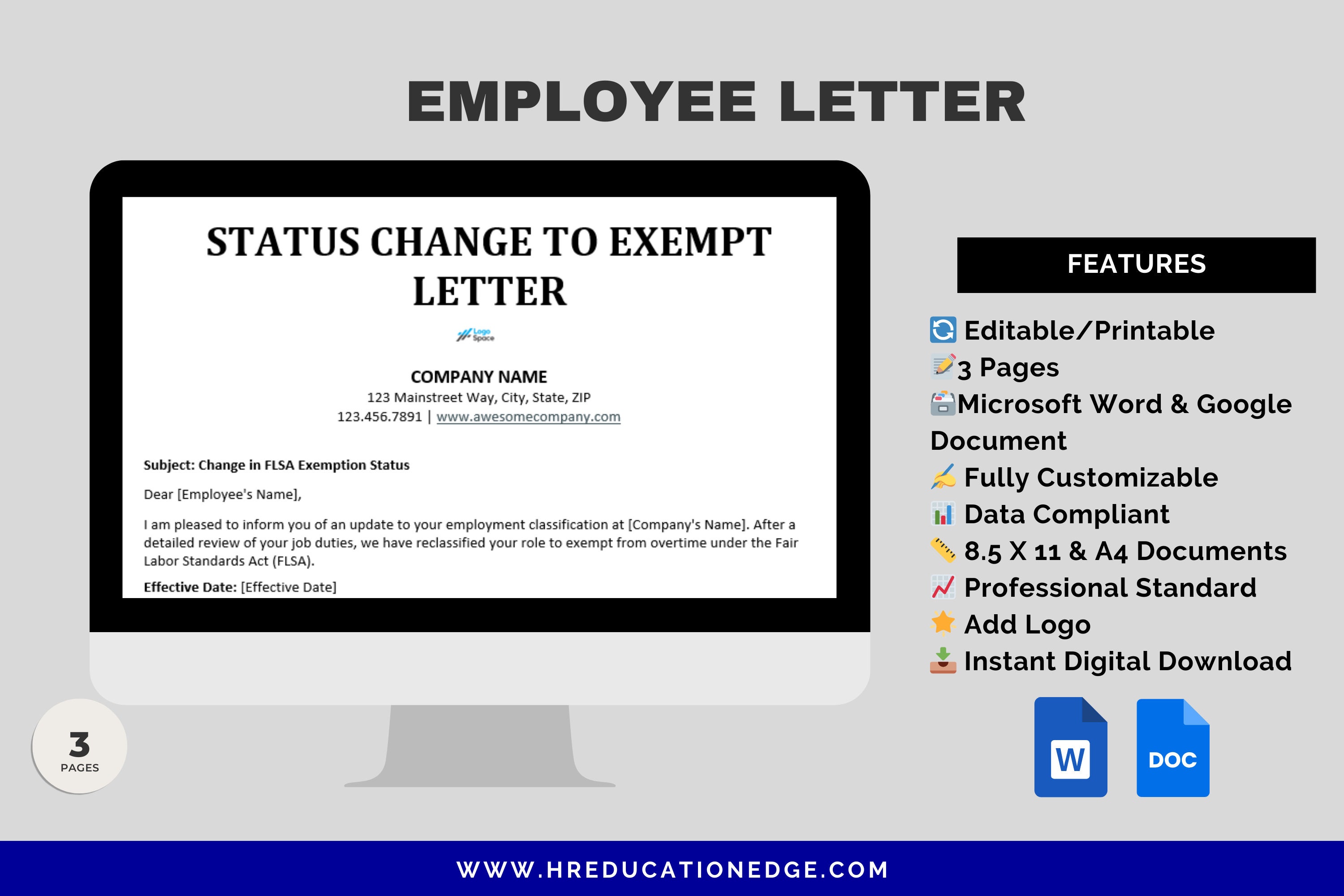 Exempt Status Change Letter: FLSA Compliance & Salaried Employee Update ...