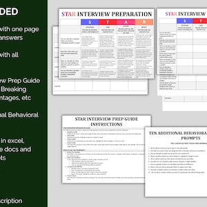 STAR Method Interview Worksheet: Interview Preparation, Behavioral ...