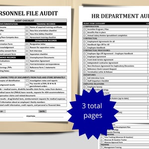 HR Audit & Personal File Audit Templates: Compliance Documents (digital ...