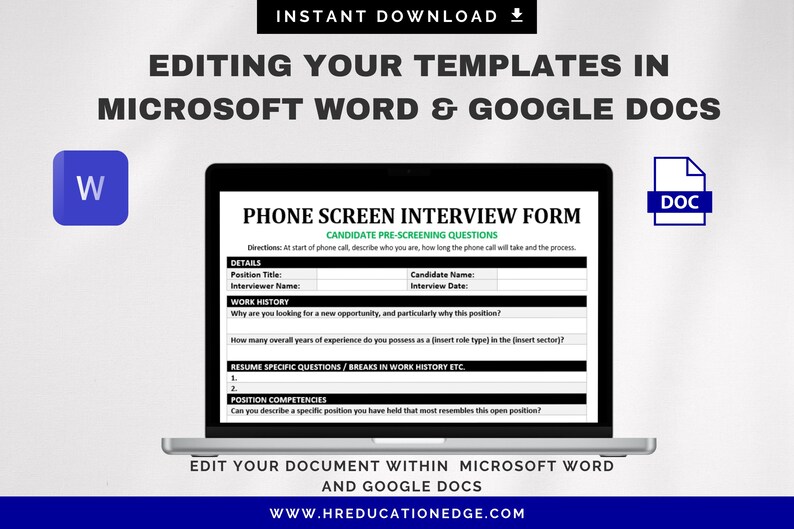 Phone Interview Form Template: Candidate Screening (digital Download ...
