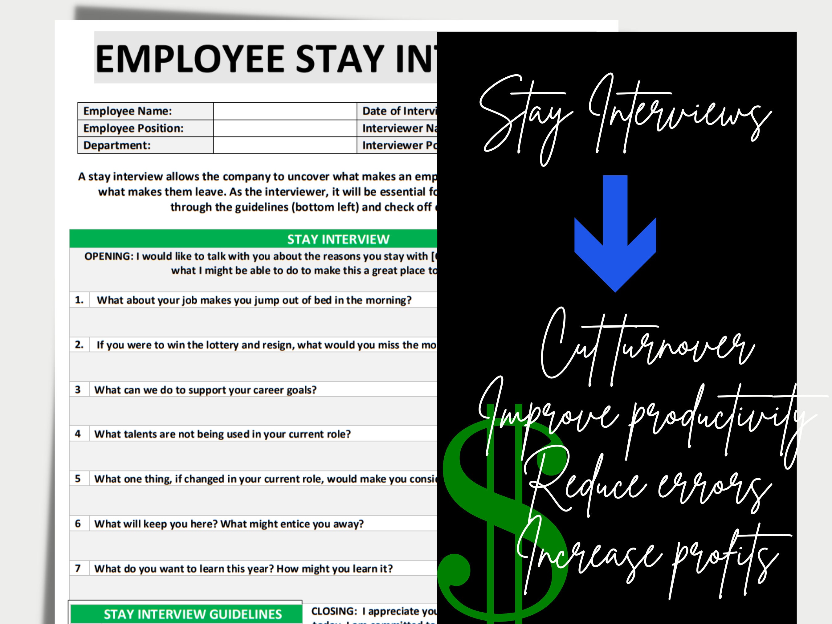 Employee Stay Interview Template / Mini Checklist /guidelines Editable ... Employee Stay Interview Template / Mini Checklist /guidelines Editable ...