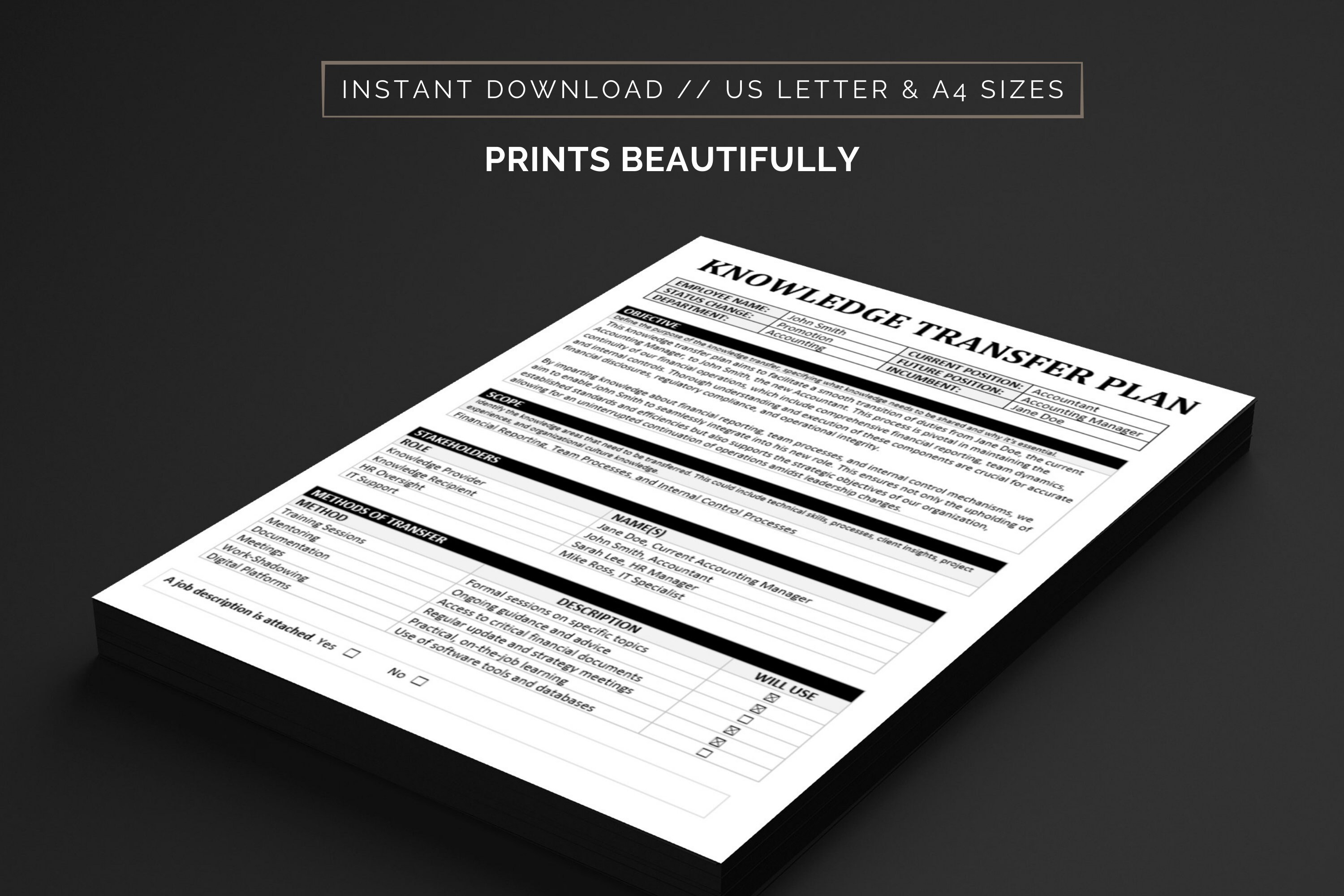 Knowledge Transfer Plan Template: Succession Planning HR Tool (digital ...