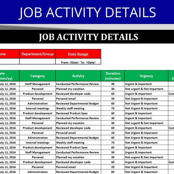 Employee Daily Job Log - Etsy