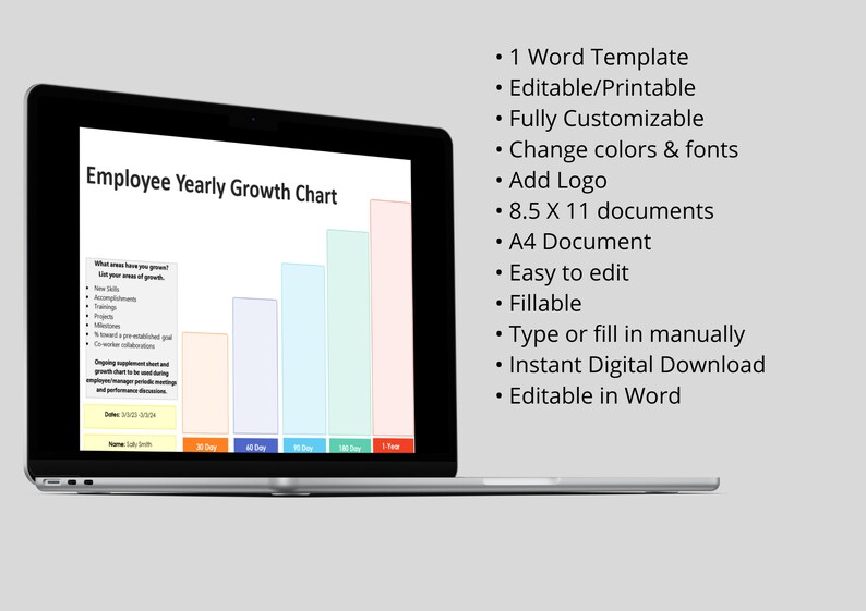 Employee Goal Tracker: Editable Performance Growth Chart (digital ...