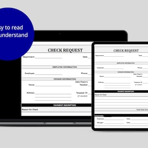 Check Request Form | MS Editable Excel Spreadsheet | Expense ...