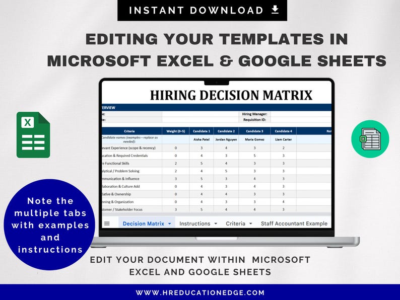 Hiring Decision Matrix Template: Interview Scorecard & Candidate ...