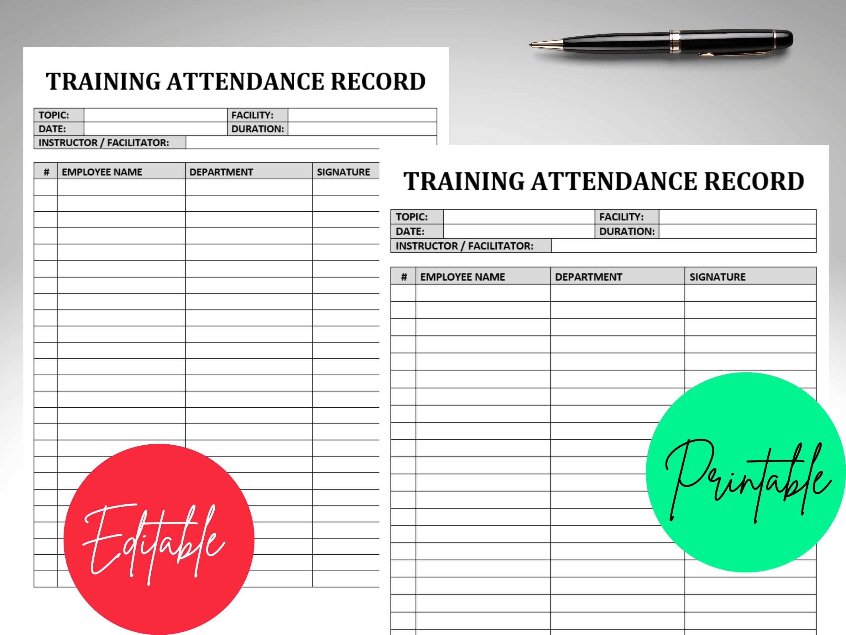 Training Attendance Template HR Templates Editable MS Word Human ...