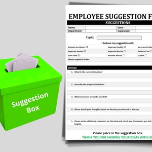 Employee Suggestion Box Form: HR Feedback Template (MS Word) - Etsy