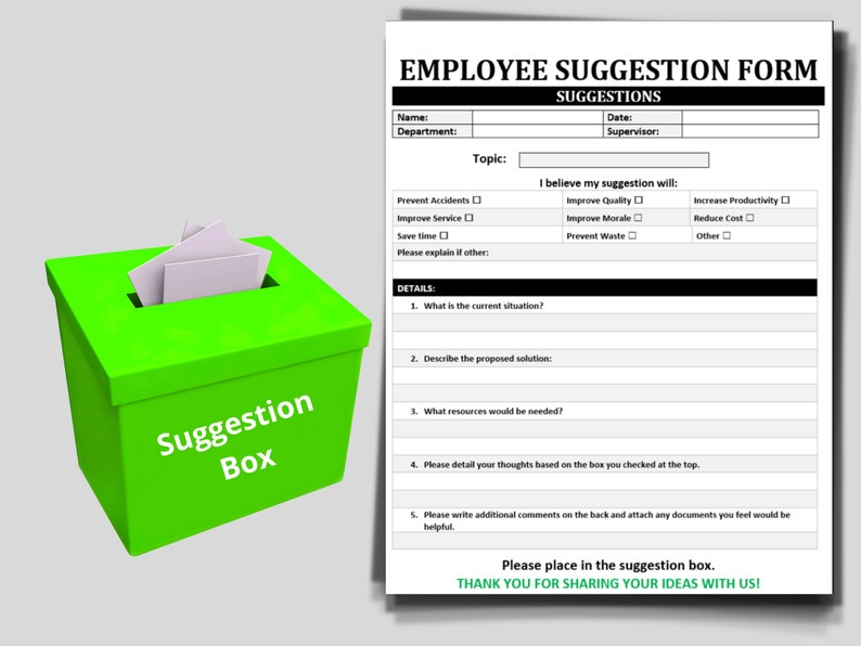 Employee Suggestion Box Form: HR Feedback Template (MS Word) - Etsy