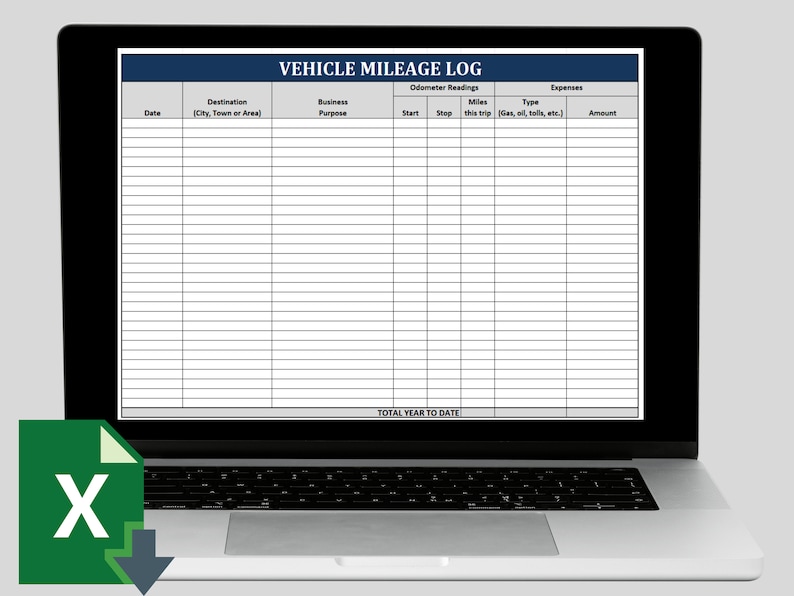 Vehicle Mileage Log: Editable Excel HR Template (digital Download ...