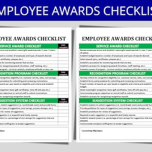 Employee Awards Recognition Program Checklist | Human Resource Form ...