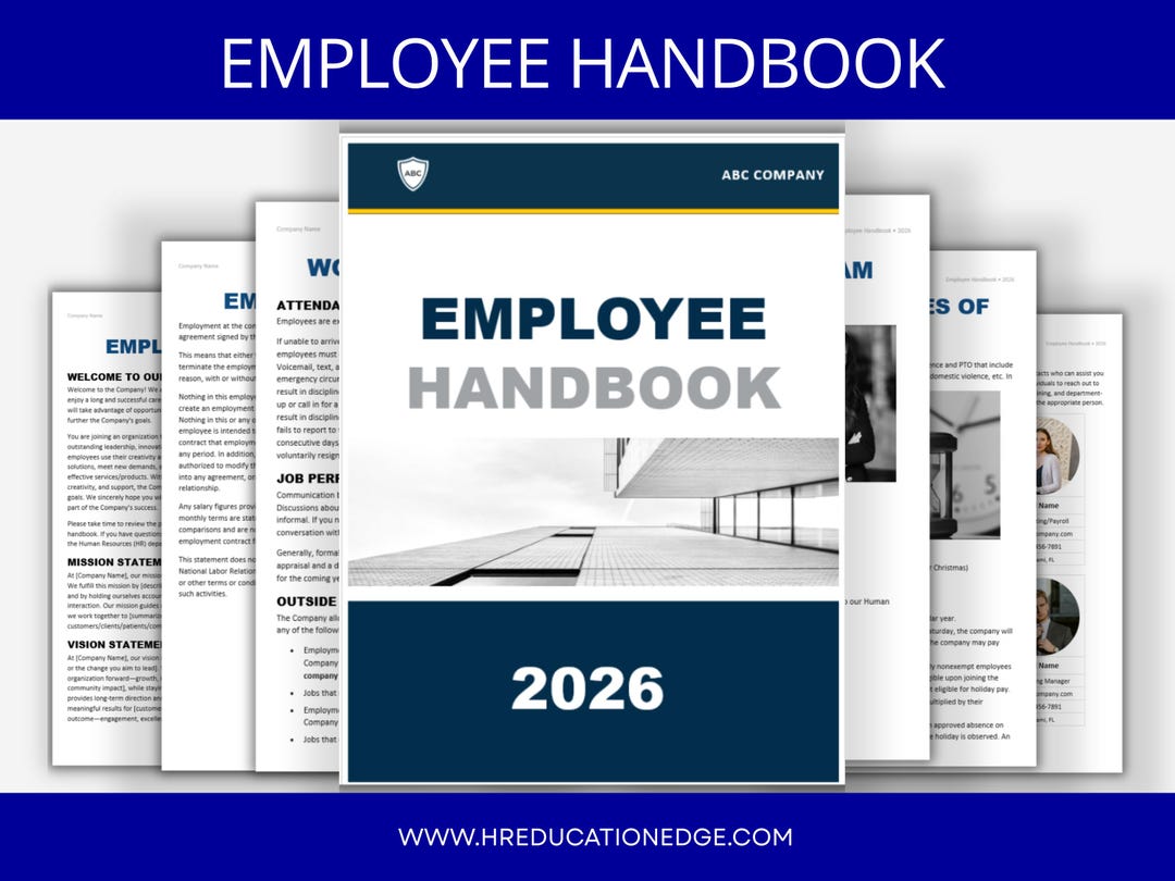 Employee Handbook Template 2026 | HR Manual + Company Policies | Workplace Compliance | Human ...
