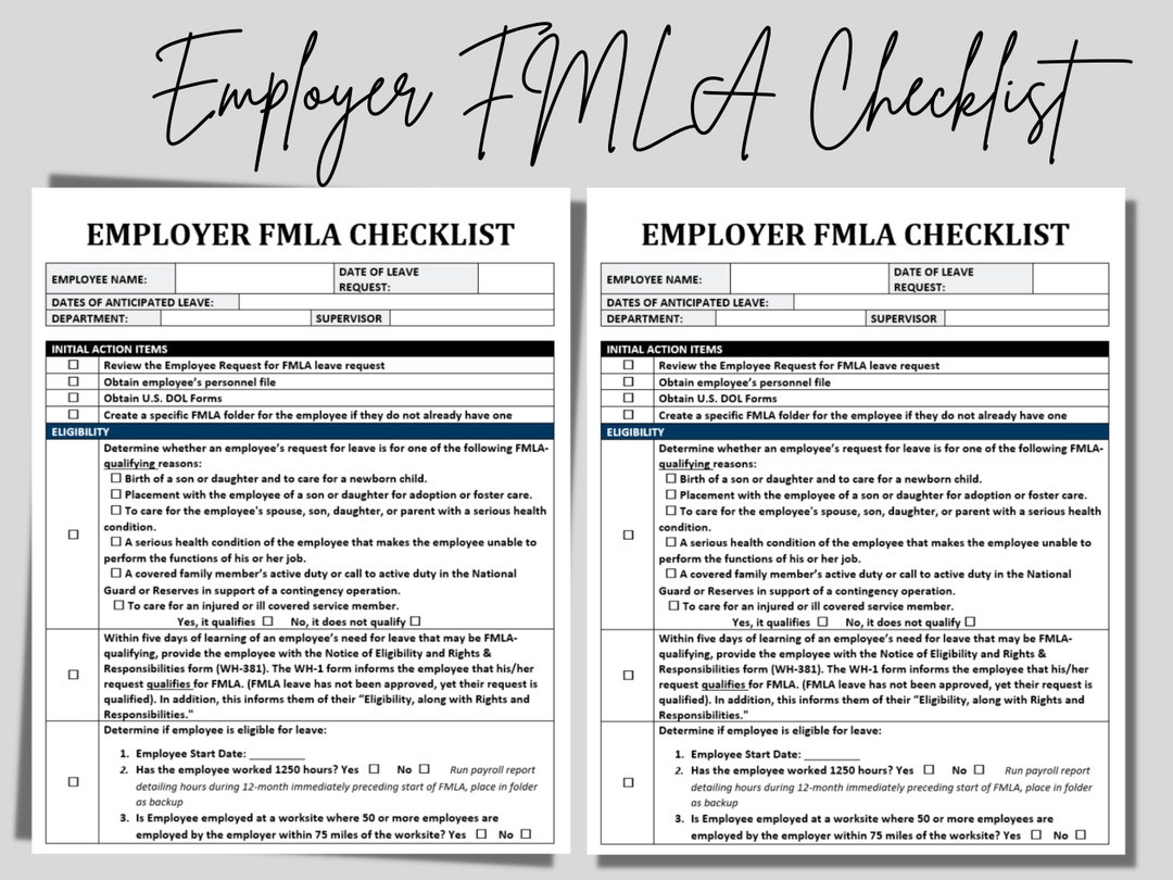 FMLA Checklist MS Editable Word Form HR Template Human - Etsy UK