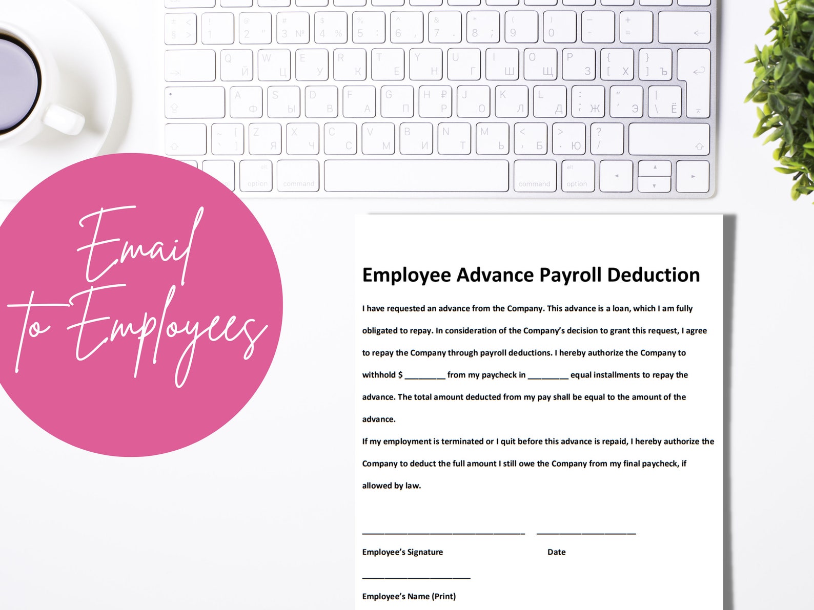 Employee Advance Payroll Deduction Form: Editable Template - Etsy UK