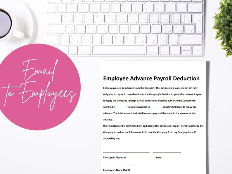 Employee Advance Payroll Deduction Form: Editable Template - Etsy