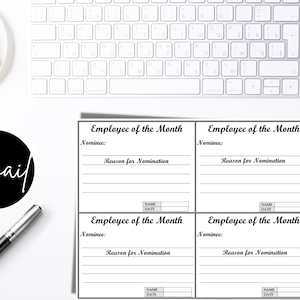 Employee of the Month Nomination Template: Editable HR Form (8.5x11, A4 ...