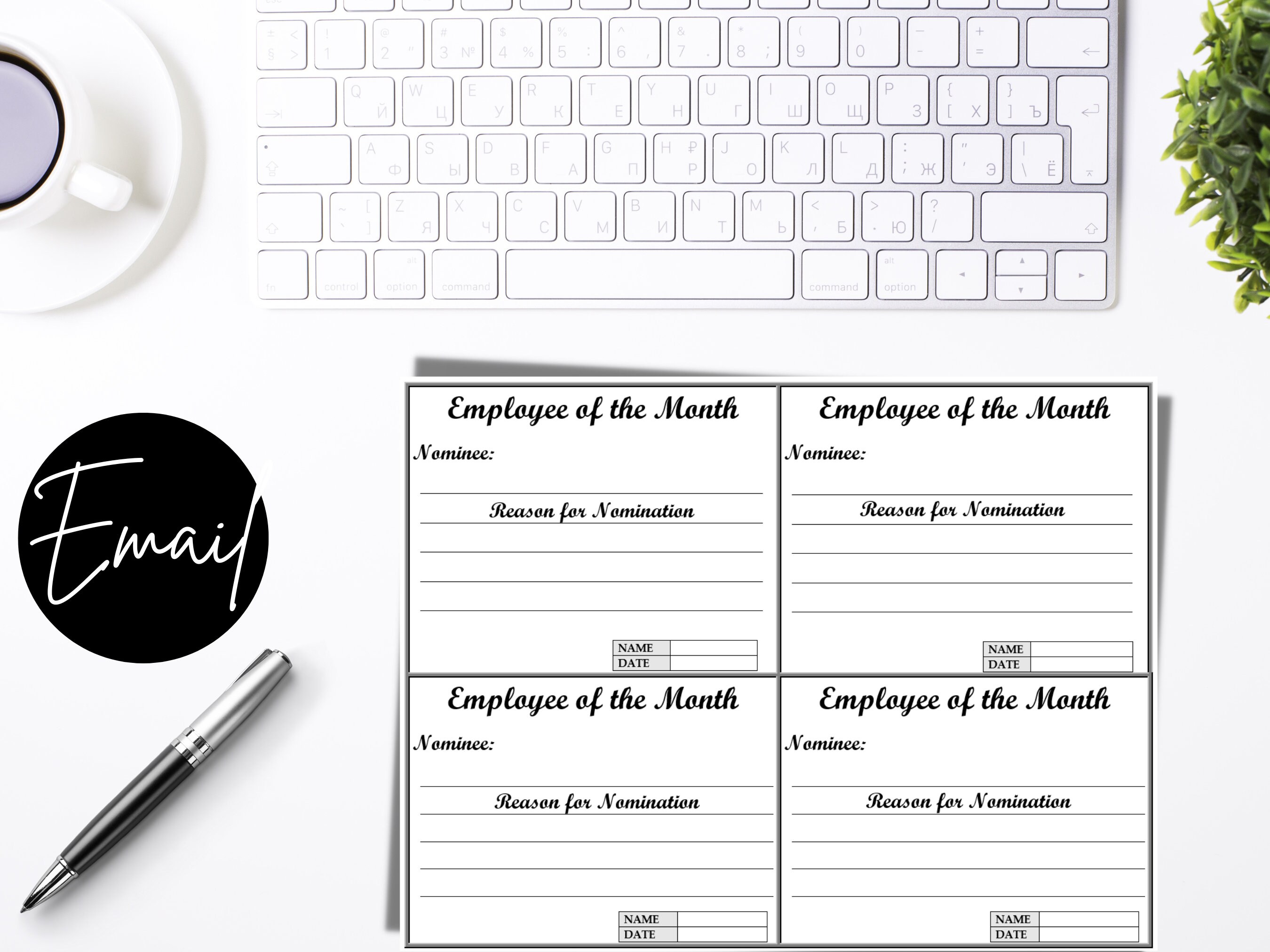 Employee Of The Month Editable Nomination Template Nomination Card