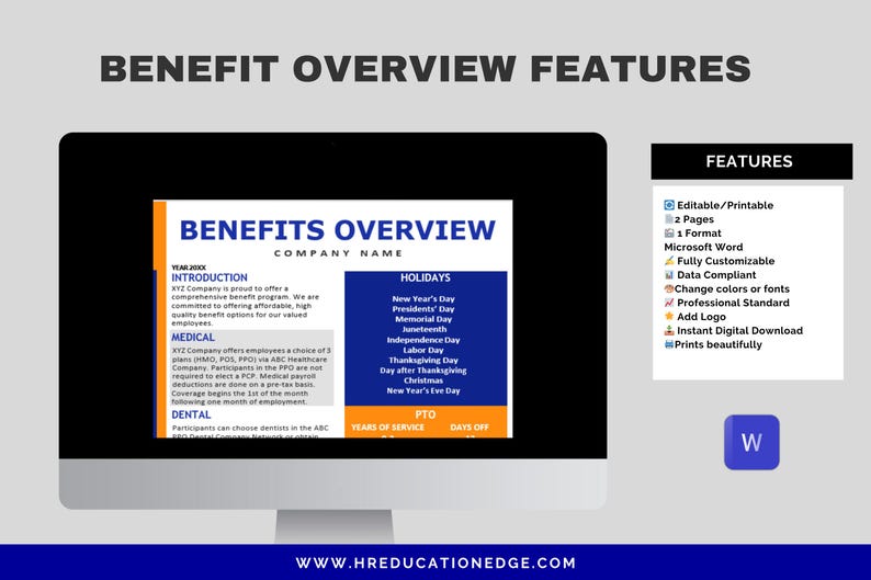 Employee Benefits Template: HR New Hire Packet | I Open Enrollment ...
