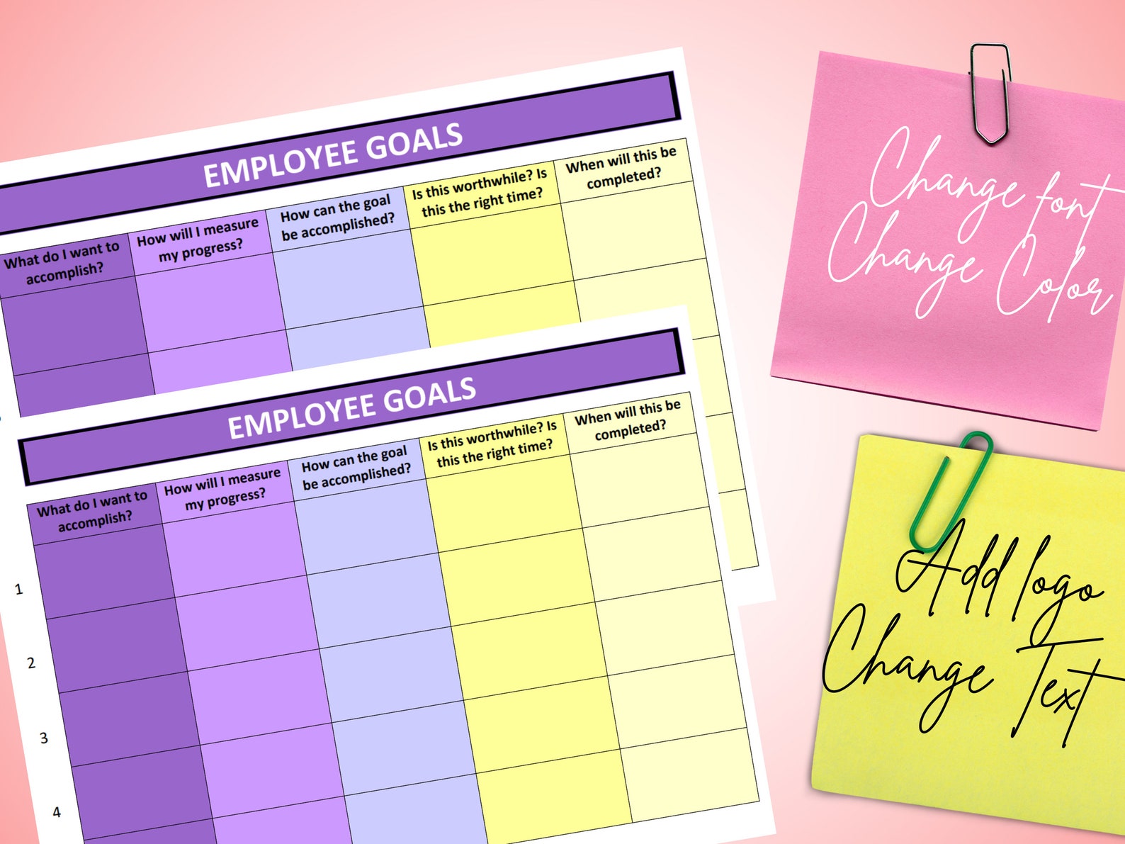 Employee Goals Template: SMART HR Form (editable Word) - Etsy