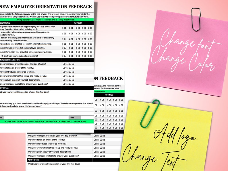 New Hire Orientation Survey Template: Employee Feedback (editable Word ...