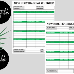 Simple New Hire Training Schedule: Editable Word Template | 90-day Plan ...