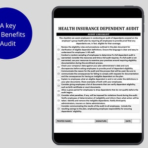 Health Insurance Dependent Audit Checklist: HR Template (digital ...