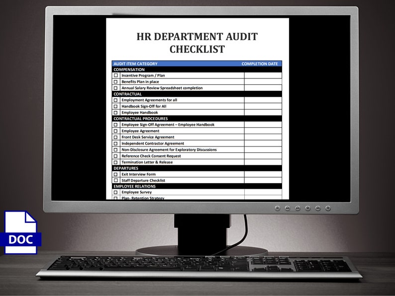 Checklist HR Department Audit HR Template MS Editable Word - Etsy