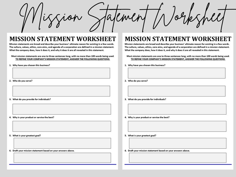 Mission Statement Template. HR Templates. MS Editable Word - Etsy