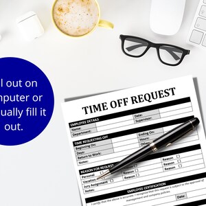 Time off Request Form: Employee Days off & Leave Template | Editable ...