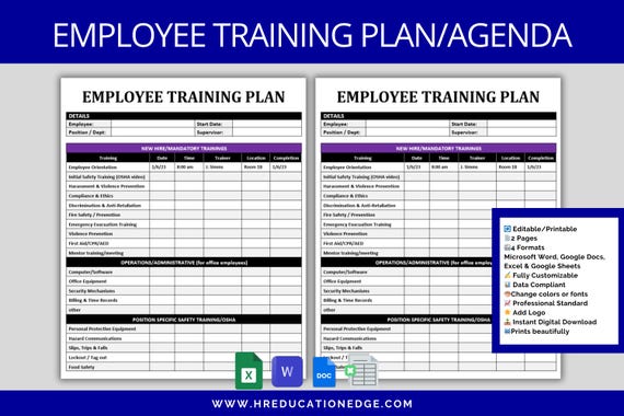 Hospital Employee Training Plan Excel Template