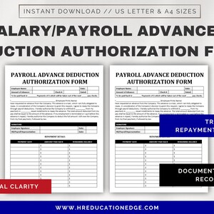 Payroll Advance Authorization Form: Loan Deduction Agreement (word, PDF ...