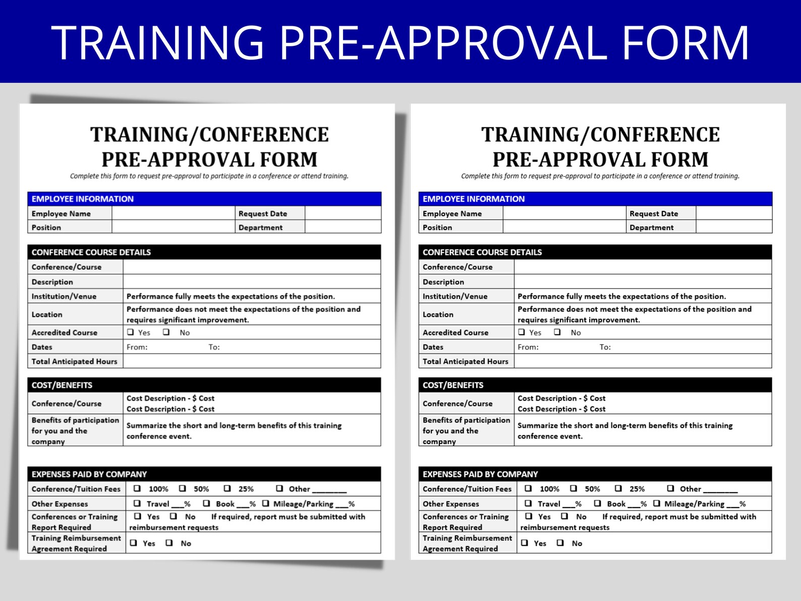 HR Pre-approval Form for Employee Training and Conferences - Etsy