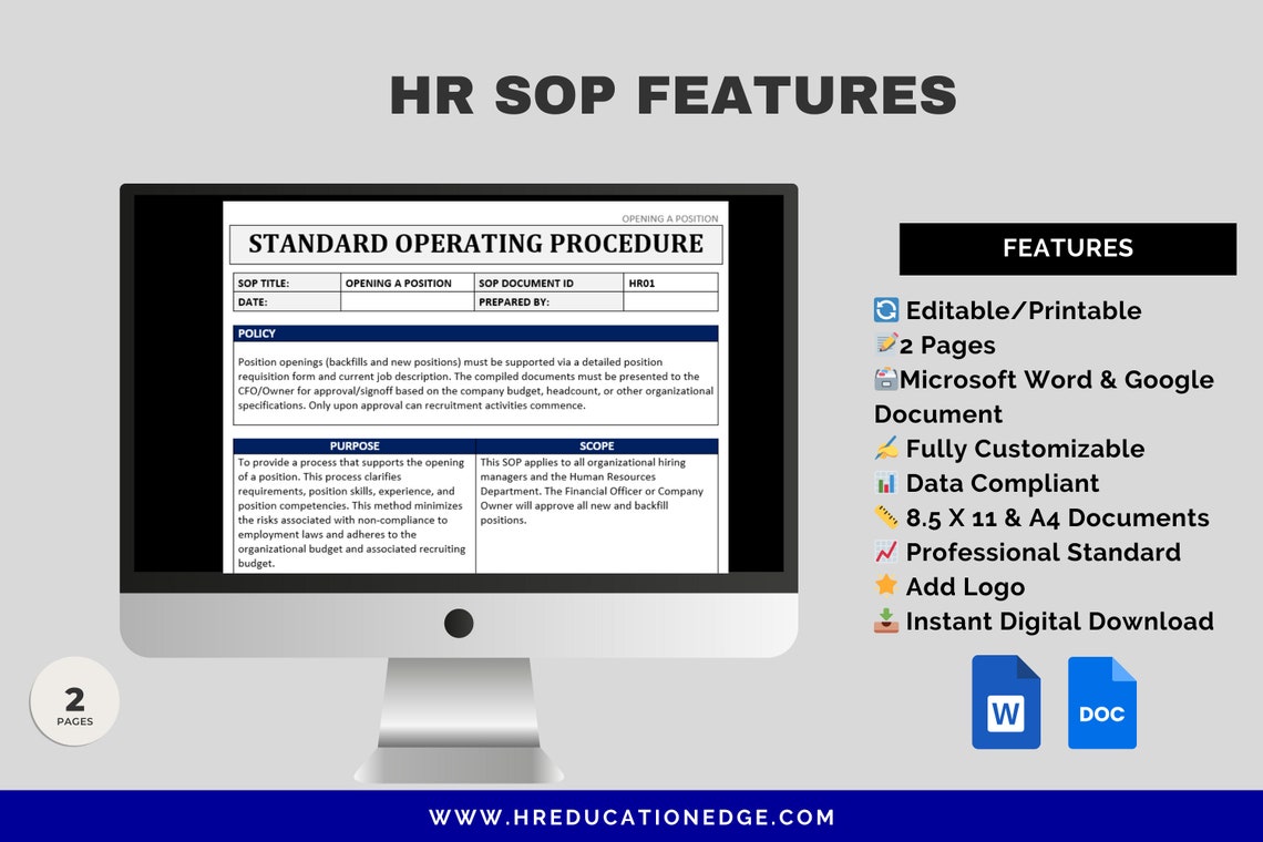 SOP Template: Standard Operating Procedure for HR (digital Download) - Etsy