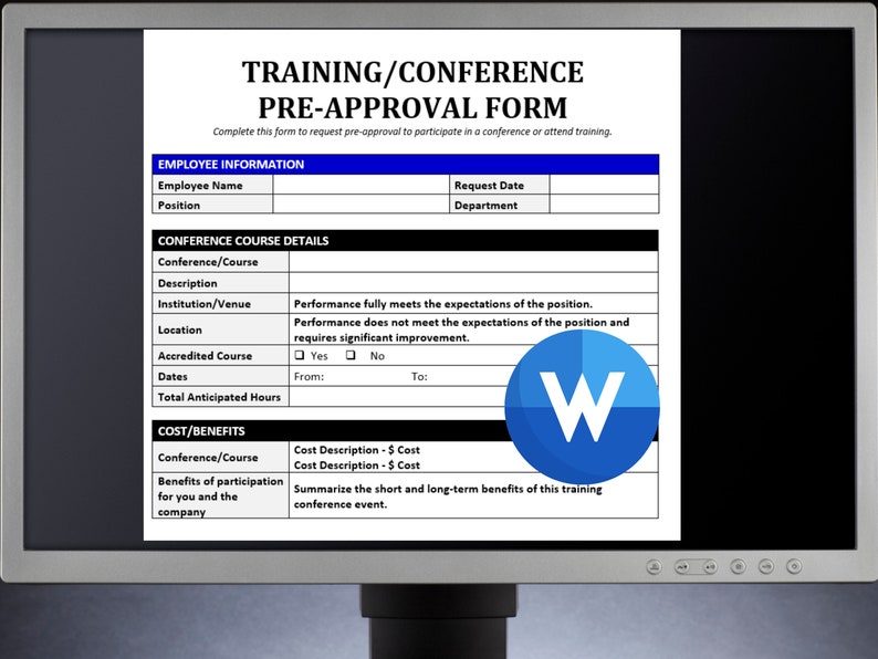HR Pre-approval Form for Employee Training and Conferences - Etsy