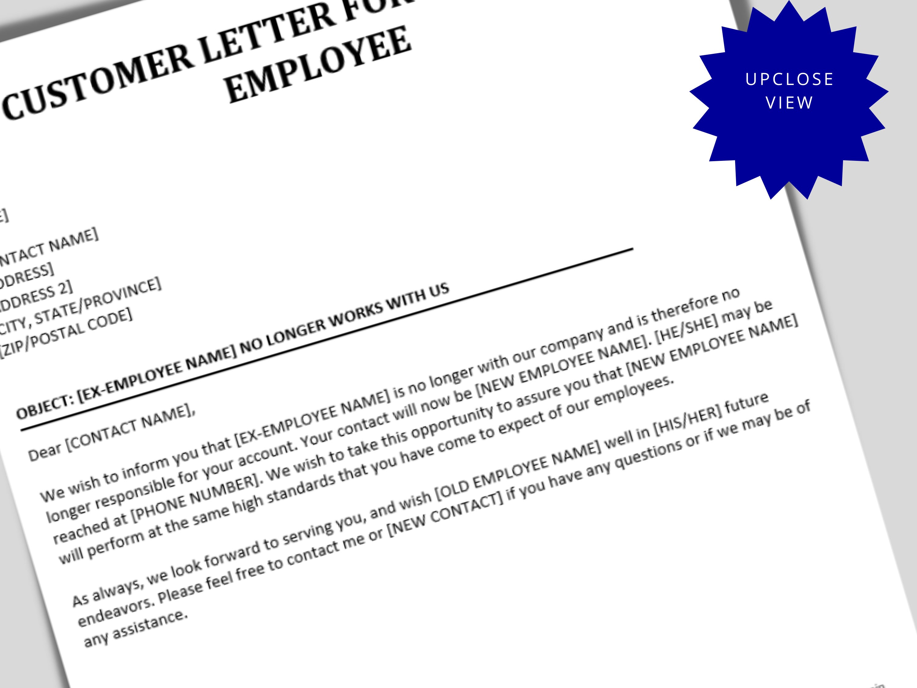 Customer Letter for Departed Employee MS Word Editable Template - Etsy Customer Letter for Departed Employee MS Word Editable Template - Etsy