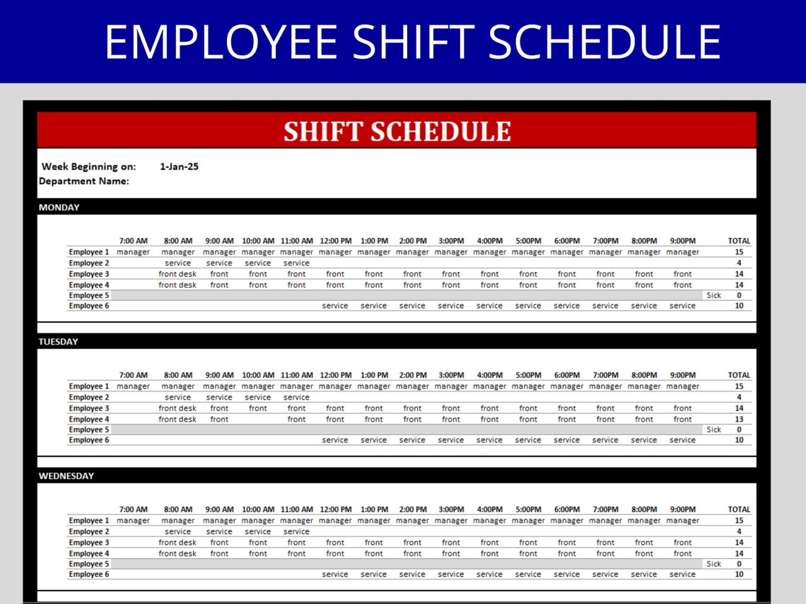 Employee Shift Schedule, Work Shift Schedule Planner, Staff Scheduling ...