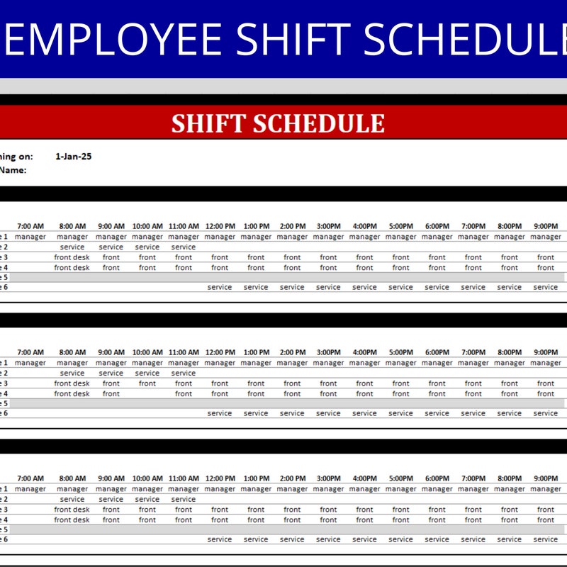 Employee Shift Schedule Excel - Etsy