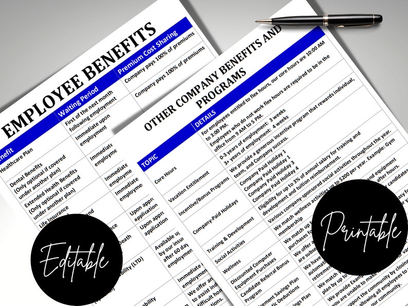 Employee Benefits Overview Template: HR Total Reward List (digital ...