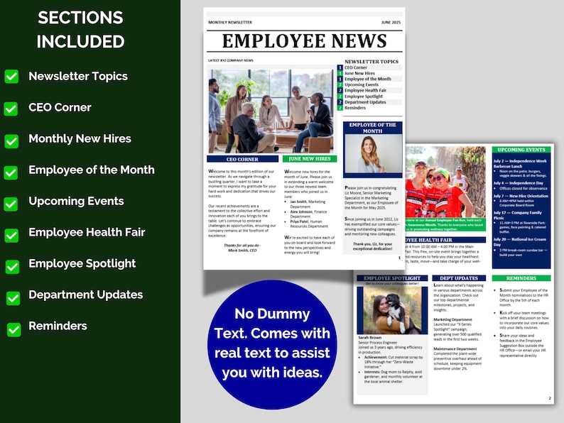 Company Newsletter Template: Employee News, Events (word & Google Docs ...