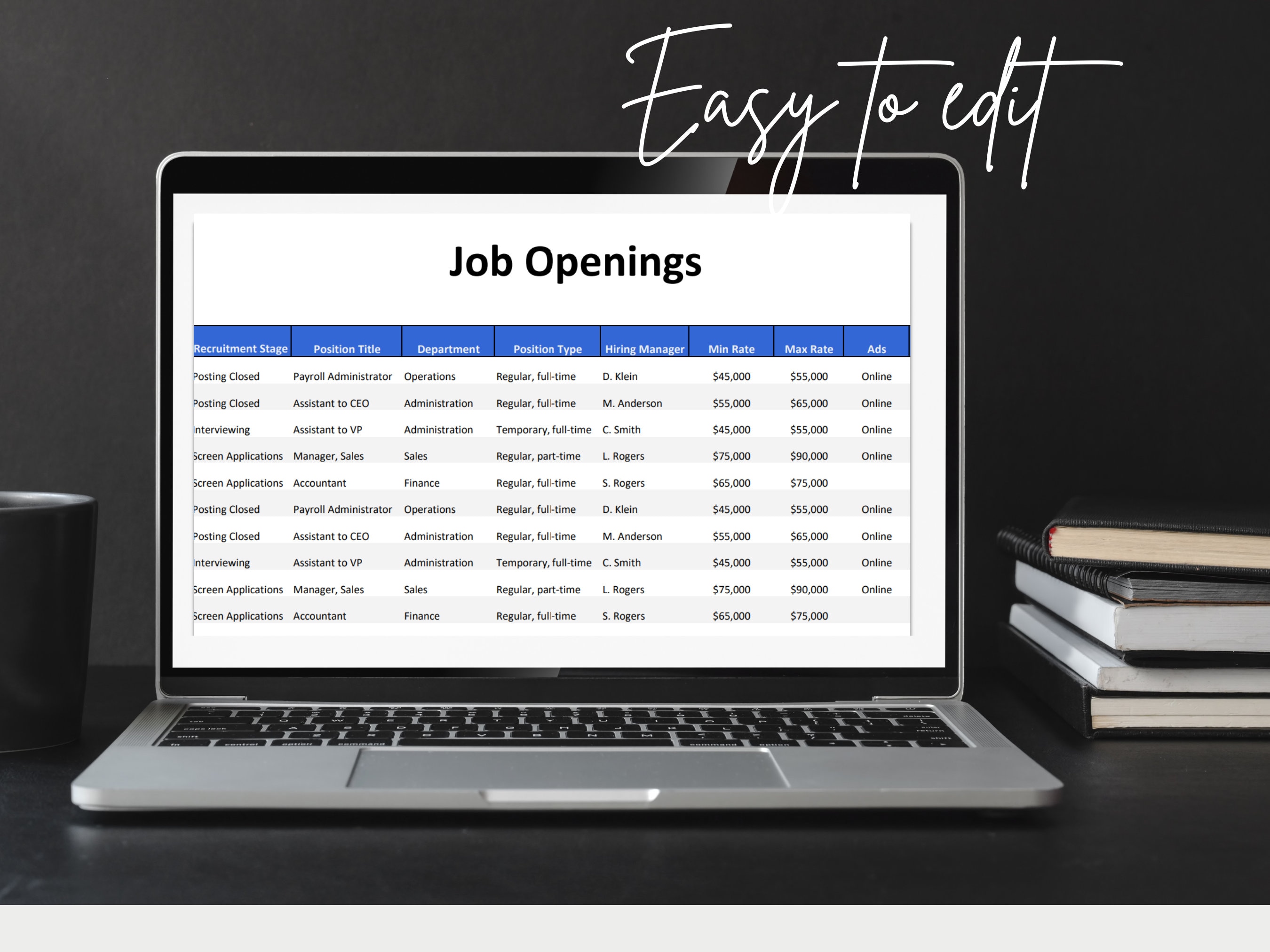 Job Openings Template | MS Excel Editable Spreadsheet | Human Resource ...