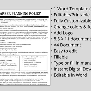Career Planning Policy | Editable HR Template | Human Resource Form ...